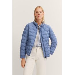 Blouson Bugatti, Damen, Gr. 38, blau (360, blau), 100% Polyester, unifarben, regular fit, gerader Abschluss, Jacken Blouson, mit Stehkragen