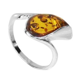 OSTSEE-SCHMUCK Damen Fingerring "- Elida - Silber 925/000 - Bernstein", 60, silber, Fingerringe