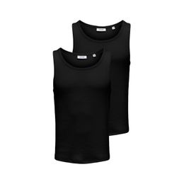 Only & Sons ONLY & SONS Herren Tanktop "ONSTANNER REG SL TANK TOP 2-PACK", schwarz, Gr. L, unifarben, Single Jersey, Obermaterial: 95% Baumwolle, 5% Elasthan,