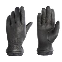 Lederhandschuhe Pearlwood "SOHO", Herren, Gr. 10, schwarz, Ziegenleder, unifarben, Handschuhe, Strickb&uuml;ndchen, Temperaturregulierend, gef&uuml;ttert
