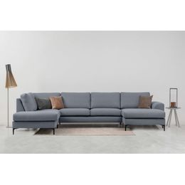 Wohnlandschaft OTTO HOME "Henry, U-Form, Breite 363 cm", grau (light grau), B:363cm H:84cm T:235cm, 100% PES, Sofas, Wohnlandschaft, mit Metallbeinen, Wellenunterfederung, wasserabweisender Stoff