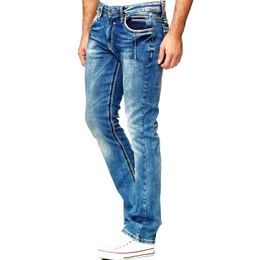 Rusty Neal Herren Straight-Jeans "NEW YORK 29", blau, Gr. 30, unifarben, 99% Baumwolle, 1% Elasthan, Jeans, im modernen Used-Look
