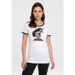 logoshirt Damen T-Shirt "Der kleine Maulwurf", wei&szlig;, Gr. S, bedruckt, 100% Baumwolle, Shirts, mit lizenziertem Print