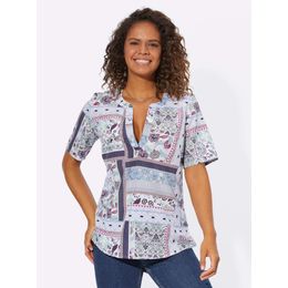 Classic Basics Damen Schlupfbluse, lila, Gr. 50, gemustert, mehrfarbig, 100% Polyester, Blusen
