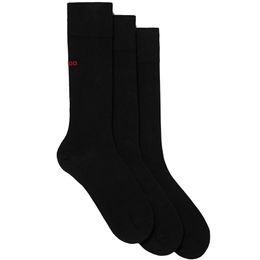 HUGO UNDERWEAR Jungen Businesssocken "3P RS UNI CC", Gr. 39, schwarz, Baumwollmischung, unifarben, Socken, mit kontrastfarbenen HUGO Logo-Schriftzug