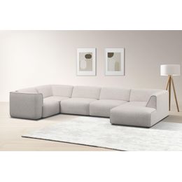 Wohnlandschaft OTTO HOME "Merid U-Form, B: 367 cm", beige (creme), B:367cm H:70cm T:206cm, 100% Polyester, Sofas, Wohnlandschaft, jederzeit durch Module erweiterbar