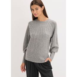 bonprix Pullover mit Strass-Applikation, grau