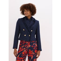 bonprix Boucl&eacute;-Blazer mit dekorativen Kn&ouml;pfen, blau