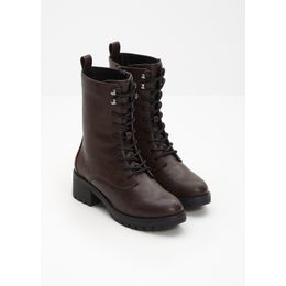 bonprix Gef&uuml;tterte Schn&uuml;rboots, braun, Gr.40, Derber Schn&uuml;r Boot mit Warmfutter