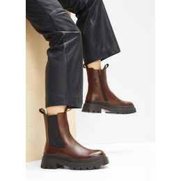 bonprix Chelsea-Boots aus Leder, braun, Glattleder