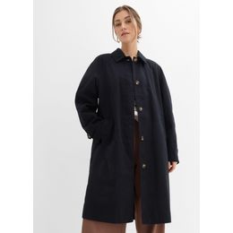 bonprix Einreihiger Trenchcoat, schwarz, Gr.54, Einreihiger Trenchcoat mit verdeckter Knopfleiste und zwei Leistentaschen vorne, 100% Baumwolle
