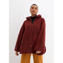 bonprix Teddy-Fleece Jacke in A-Linie mit Seitenschlitzen, braun, Gr.52/54 (XXL), Gem&uuml;tliche Fleecejacke in A-Line aus kuscheligen Teddymaterial, aus Fleece