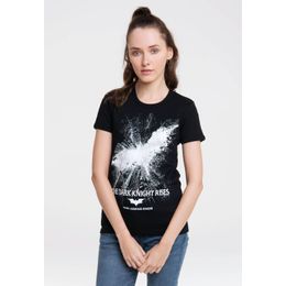 logoshirt Damen T-Shirt "Batman &ndash; The Dark Knight Rises", schwarz-wei&szlig;, Gr. XS, bedruckt, 100% Baumwolle, Shirts, mit lizenziertem Design