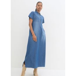 bonprix Maxi-Jeanskleid, blau, mit Baumwolle