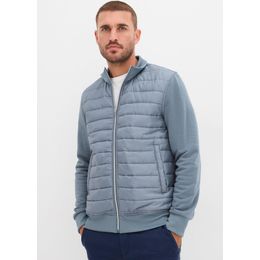 bonprix Sweatjacke aus Materialmix, blau, mit Baumwolle