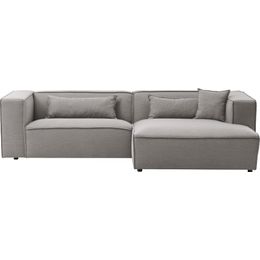 Ecksofa "PIARA mit Kedernaht, Cord, Leinenoptik o. Strukturstoff, Couch, L-Form", grau (silbergrau), B:267cm H:66cm T:167cm, 100% Polyester, LeGer Home by Lena Gercke, Sofas, Ecksofa, wahlweise Ottomane rechts/links, schwarze F&uuml;&szlig;e, bequemer Sitzkomfort