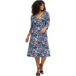 sheego by Joe Browns Damen Jerseykleid mit Blumenprint tiefblau-himmelblau-gemustert Gr&ouml;&szlig;e 44