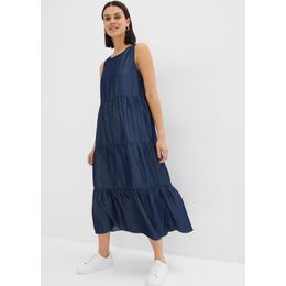 bonprix Midikleid aus glattem Lyocell, blau