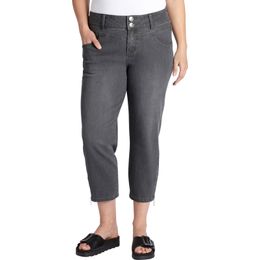 sheego Damen 7/8-Jeans mit Zipper am Saum stone-grey-denim Gr&ouml;&szlig;e 58