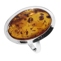 OSTSEE-SCHMUCK Damen Fingerring "- Birka - Silber 925/000 - Bernstein", 56, silber, Fingerringe