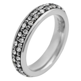 Adelia&acute;s ADELIA ́S Damen Fingerring "Damen Ring aus Edelstahl mit Strass Steinchen", 56, Edelstahlsilber, Edelstahl, Fingerringe