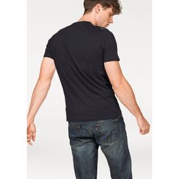 Tom Tailor Herren Rundhalsshirt, blau, Gr. M, bedruckt, Single Jersey, Obermaterial: 100% Baumwolle, Shirts, mit Logoprint