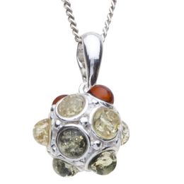 OSTSEE-SCHMUCK Damen Kette mit Anh&auml;nger "- Discokugel 14 mm - Silber 925/000 - Bernstein", 42, Silber 925 (Sterlingsilber), silber, Silber 925