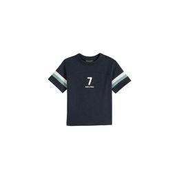Marc O'Polo MARC O'POLO Jungen T-Shirt "mit gestreiften &Auml;rmeln und R&uuml;ckenprint"schwarz navy, Gr. 104, unifarben, Obermaterial: 100% Baumwolle, Shirts