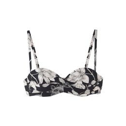 s.Oliver Damen B&uuml;gel-Bandeau-Bikini-Top "Lady", schwarz, Gr. 44, gebl&uuml;mt, Microfaser, Recycling-Polyamid, Bikini-Oberteile, mit floralem Design