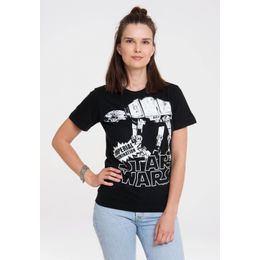 logoshirt Damen T-Shirt "Star Wars - AT-AT", schwarz, Gr. L, unifarben, 100% Baumwolle, Shirts, mit lizenziertem Print