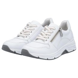 Rieker Damen Sneaker, Gr. 43, wei&szlig;, Lederimitat, Schuhe, mit seitlichem Rei&szlig;verschluss, Freizeitschuh, Halbschuh, Schn&uuml;rschuh