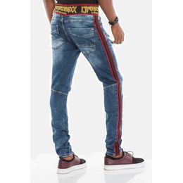 Cipo & Baxx CIPO & BAXX Herren Slim-fit-Jeans "Jeans", blau, Basic, Gr. 33, unifarben, 98% Baumwolle, 2% Elasthan, Jeans, mit Kordelbund in Slim Fit, CD-504