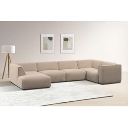 Wohnlandschaft OTTO HOME "Merid U-Form, B: 367 cm", grau (taupe), B:367cm H:70cm T:206cm, 100% Polyester, Sofas, Wohnlandschaft, jederzeit durch Module erweiterbar