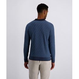 Pierre Cardin Herren Langarm-Poloshirt, blau, Gr. XL, gemustert, Strick, Obermaterial: 100% Baumwolle, Shirts, Strick in Bicolour- Jaquard - Struktur