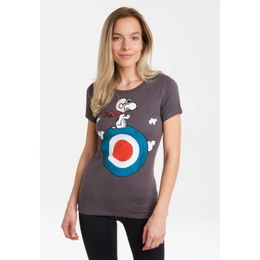 logoshirt Damen T-Shirt "Peanuts - Snoopy", grau, Gr. L, bedruckt, mehrfarbig, 100% Baumwolle, Shirts, mit lizenziertem Print