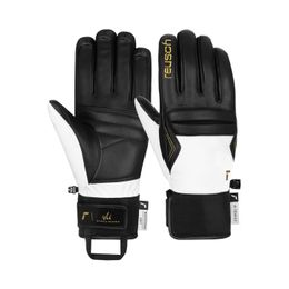 Reusch Damen Skihandschuhe "Mikaela Shiffrin R-TEX XT", schwarz-wei&szlig;, Gr. 6,5, mehrfarbig, 51% Polyester, 7% Lederimitat, Handschuhe, mit