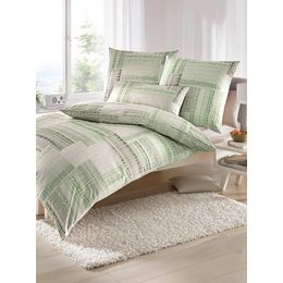 Bettw&auml;sche Biberna, gr&uuml;n, Seersucker, 100% Baumwolle, Bettw&auml;sche