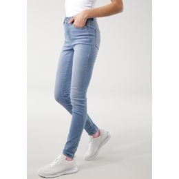 Kangaroos Damen 5-Pocket-Jeans "SUPER SKINNY HIGH RISE"bermuda ligh, Basic, Gr. 36, Abriebeffekte, Denim/Jeans, Obermaterial: 67% Baumwolle, 21%