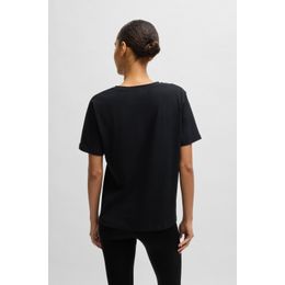 BOSS Damen T-Shirt "CI_T-Shirt", Gr. S, schwarz, Single Jersey, Obermaterial: 95% Baumwolle, 5% Elasthan, unifarben, Basic, Shirts, mit BOSS