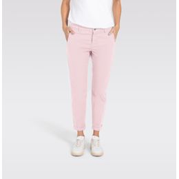 Chinohose MAC "CHINO turn up", Damen, Gr. 46, N-Gr, pink (cotton candy pink ppt), Web, Obermaterial: 97% Baumwolle, 3% Elasthan, unifarben, slim fit kn&ouml;chelfrei, Hosen Chinohose, mit dezentem Glanz, elegant und sportiv zugleich