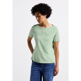 Street One Damen T-Shirt, gr&uuml;n, Gr. 34, bedruckt, Web, 100% Baumwolle, Shirts, aus reiner Baumwolle