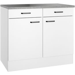 Unterschrank Optifit "OPTImulti", wei&szlig;, wei&szlig;, B:100cm H:88cm T:60cm, Holzwerkstoff, Schr&auml;nke, Unterschrank, Breite 100 cm, Tiefe 60 cm, mit 2 T&uuml;ren, 2 Schubk&auml;sten, 1 Einlegeboden