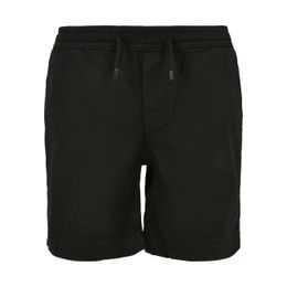 Stoffhose Urban Classics "Urban Classics Herren Boys Strech Twill Joggshorts", M&auml;dchen, Gr. 146/152, Normalgr&ouml;&szlig;en, schwarz, 98% Baumwolle, 2% Elasthan, unifarben, normal, Hosen Stoffhose