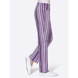 Classic Basics Damen Schlupfhose, lila, Gr. 38, gemustert, gestreift, mehrfarbig, 100% Baumwolle, Hosen