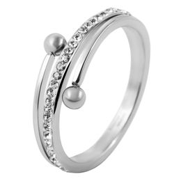 Adelia&acute;s ADELIA ́S Damen Fingerring "Damen Ring aus Edelstahl mit Strass Steinchen", 54, Edelstahlsilber, Edelstahl, Fingerringe