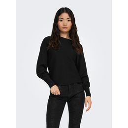 Only Damen Strickpullover "ONLADALINE L/S SHORT PULLO KNT NOOS", schwarz, Gr. M, unifarben, Strick, Obermaterial: 80% Viskose (LENZING ECOVERO ),