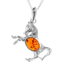 OSTSEE-SCHMUCK Damen Kette mit Anh&auml;nger "- Pferd - Silber 925/000 - Bernstein", 42, Silber 925 (Sterlingsilber), silber, Silber 925 (Sterlingsilber),