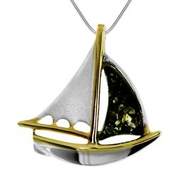 OSTSEE-SCHMUCK Damen Kette mit Anh&auml;nger "- Schiff - Silber 925/000 - Bernstein", 50, Silber 925 (Sterlingsilber), silber, Silber 925