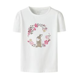 name it M&auml;dchen T-Shirt "NMFDENEA SS TOP", wei&szlig;, Gr. 98, bedruckt, unifarben, Jersey, Obermaterial: 95% Baumwolle, 5% Elasthan, Shirts