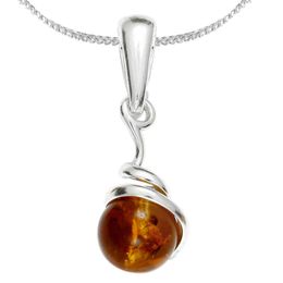 OSTSEE-SCHMUCK Damen Kette mit Anh&auml;nger "- Kugel 8 mm - Silber 925/000 - Bernstein", 45, Silber 925 (Sterlingsilber), silber, Silber 925